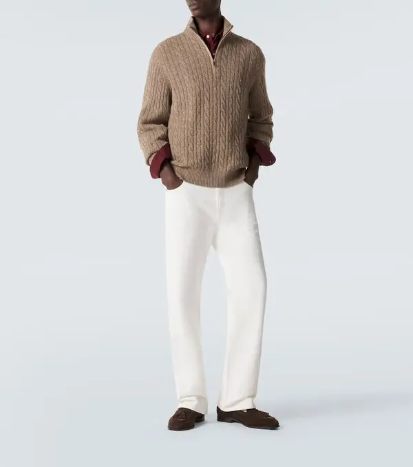 Loro Piana Cashmere Cable-knit Half-zip Sweater