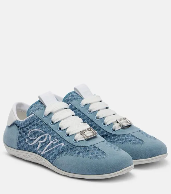 ROGER VIVIER Viv' Suede-trimmed Sneakers - Blue