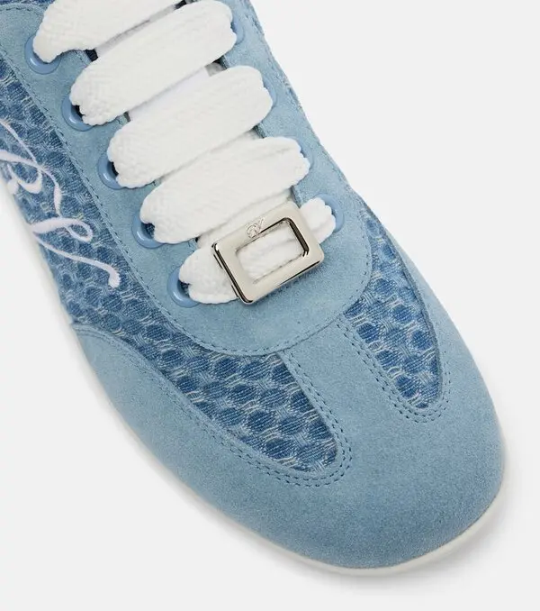 ROGER VIVIER Viv' Suede-trimmed Sneakers - Blue