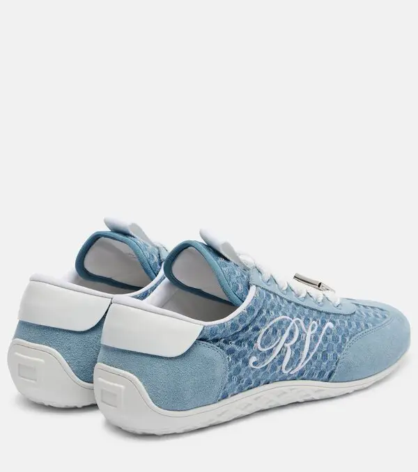 ROGER VIVIER Viv' Suede-trimmed Sneakers - Blue