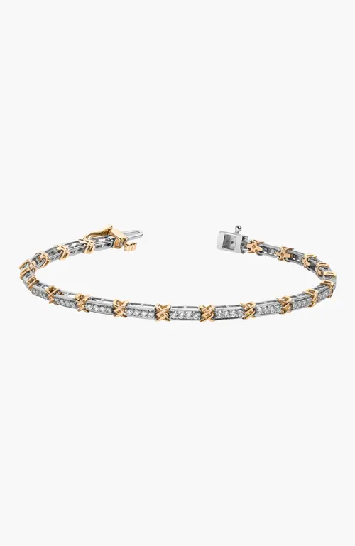 AURATE Mini Lab Grown White Sapphire X Tennis Bracelet - Yellow/white Vermeil