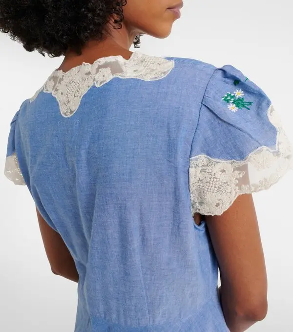 Rixo Amari Floral Lace-trimmed Midi Dress