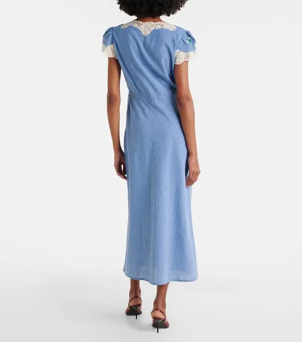 Rixo Amari Floral Lace-trimmed Midi Dress