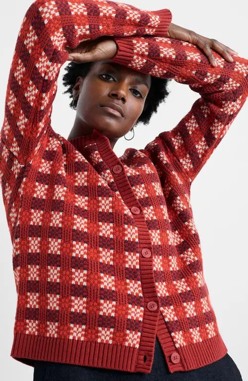 SEASALT CORNWALL Kensa Check Organic Cotton Jacquard Cardigan