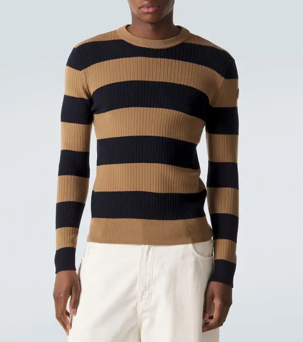 Moncler Striped Wool Sweater - Brown