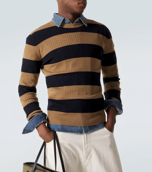 Moncler Striped Wool Sweater - Brown
