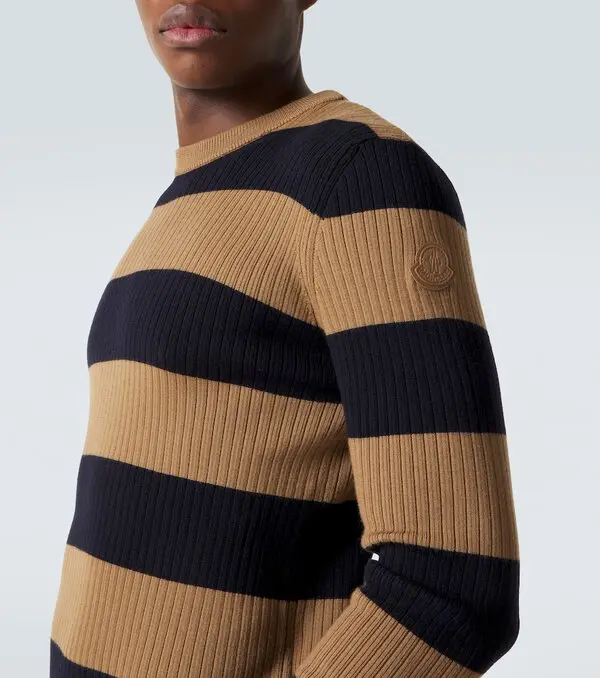 Moncler Striped Wool Sweater - Brown