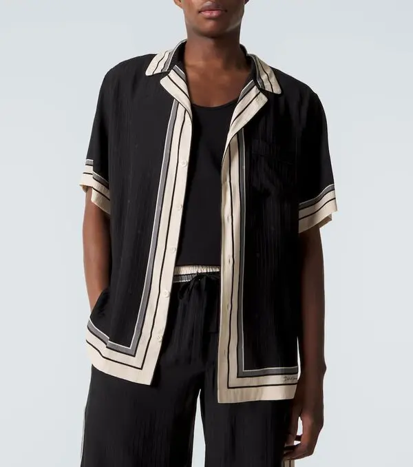 Dolce & Gabbana Striped Silk Bowling Shirt