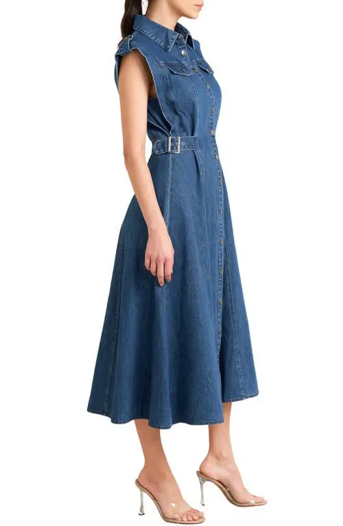 FREEMARKET Buckle Tab Fit-and-flare Midi Dress