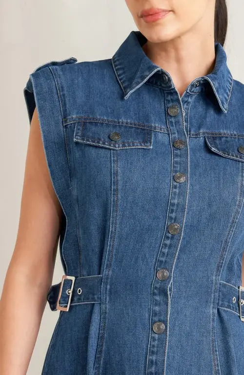 FREEMARKET Buckle Tab Fit-and-flare Midi Dress