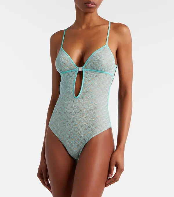 Missoni Open-knit Lamé Swimsuit