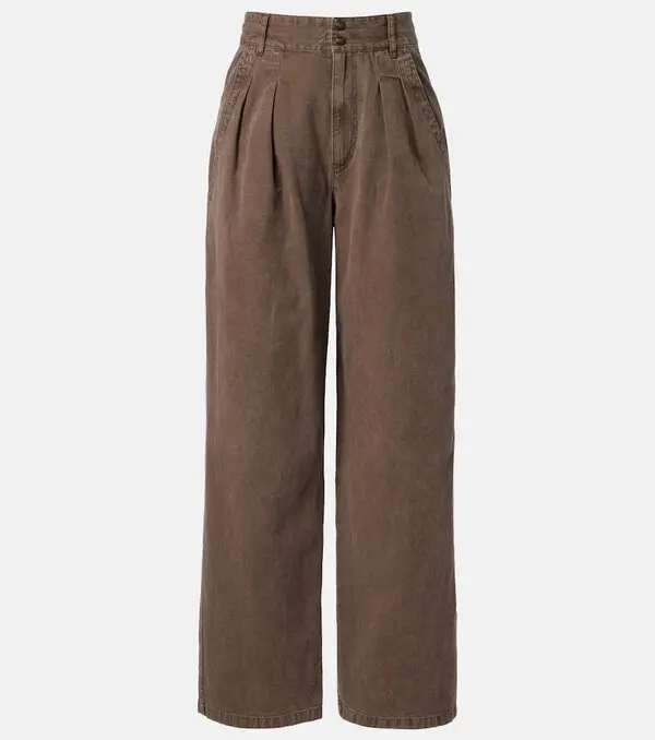 MARANT ETOILE Nadine Cotton And Linen Wide-leg Pants - Brown