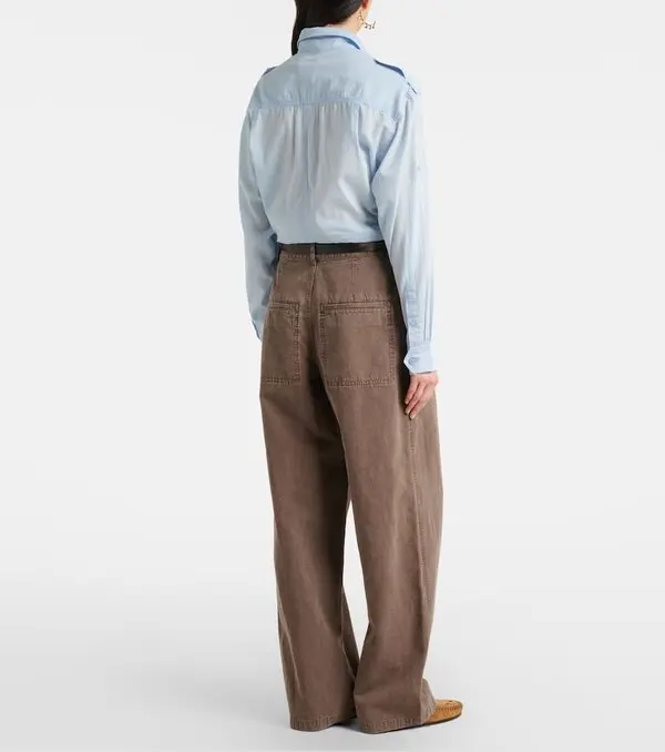 MARANT ETOILE Nadine Cotton And Linen Wide-leg Pants - Brown