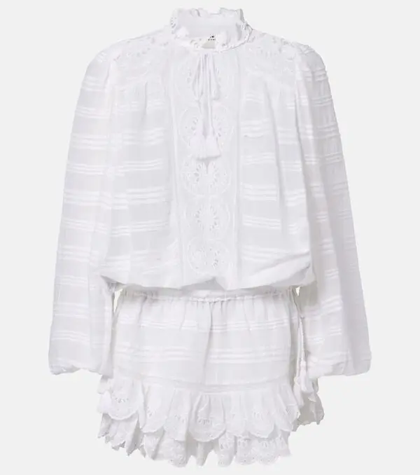 MARANT ETOILE Preya Embroidered Cotton Minidress - White