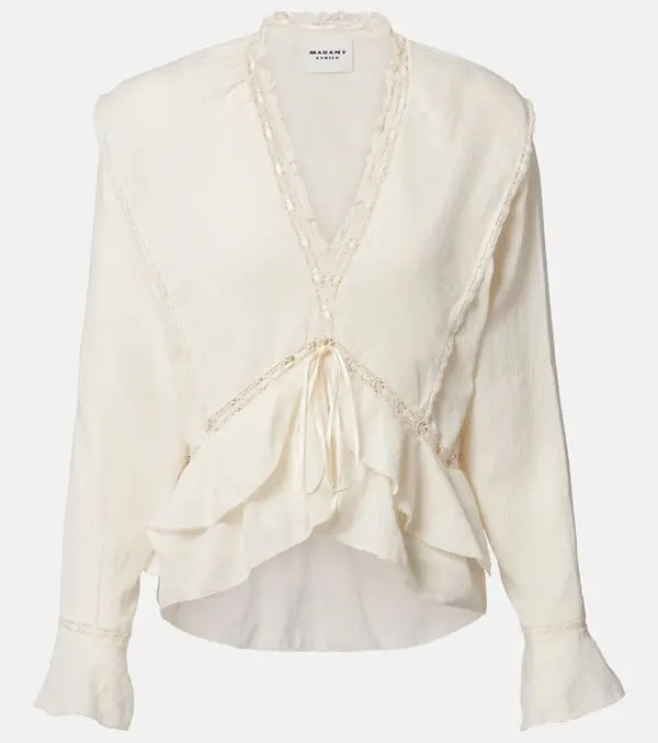 MARANT ETOILE Damienne Cotton And Linen-blend Top - White