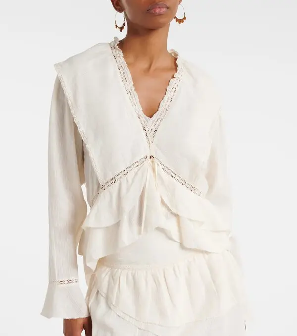 MARANT ETOILE Damienne Cotton And Linen-blend Top - White