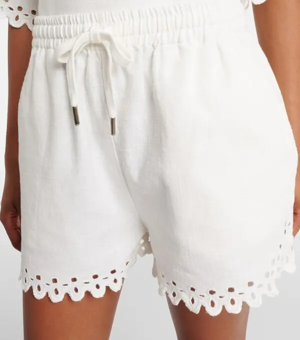 MARANT ETOILE Balyme Embroidered Cotton Shorts - White