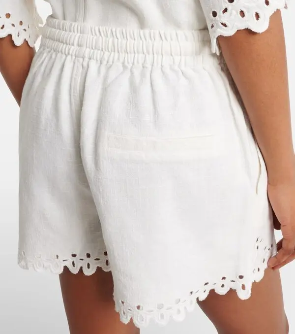 MARANT ETOILE Balyme Embroidered Cotton Shorts - White
