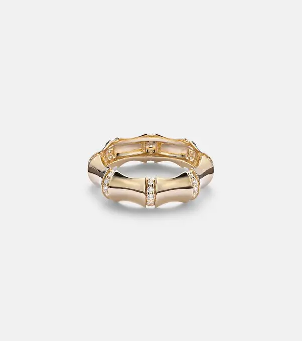 STONE AND STRAND Bamboo 14kt Ring With Diamonds - Gold