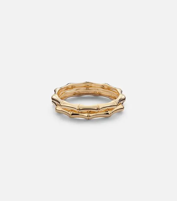 STONE AND STRAND Set Of Two 14kt Yellow Bamboo Rings - Gold