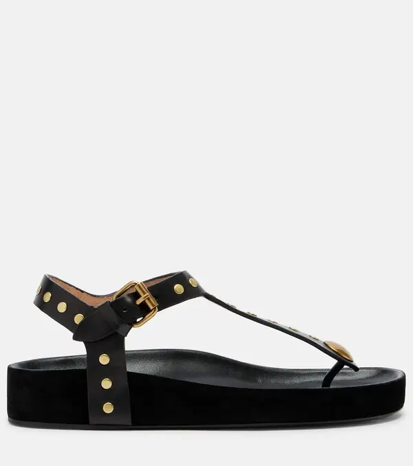 Isabel Marant Enore Studded Leather Thong Sandals