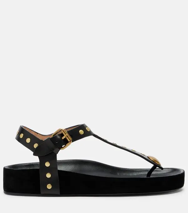 Isabel Marant Étoile Enore Studded Leather Thong Sandals