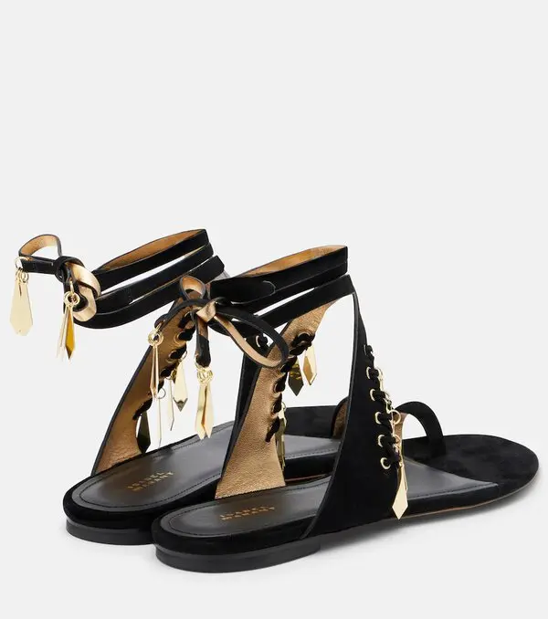Isabel Marant Étoile Embellished Suede Sandals - Black