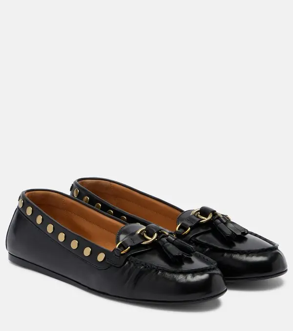 Isabel Marant Étoile Faxel Studded Leather Loafers - Black