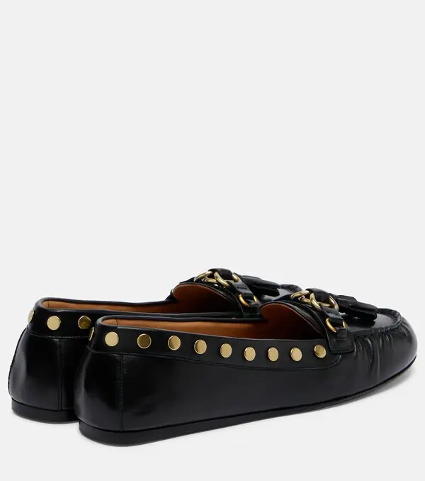 Isabel Marant Étoile Faxel Studded Leather Loafers - Black