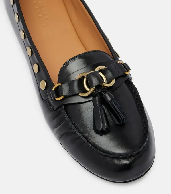 Isabel Marant Étoile Faxel Studded Leather Loafers - Black