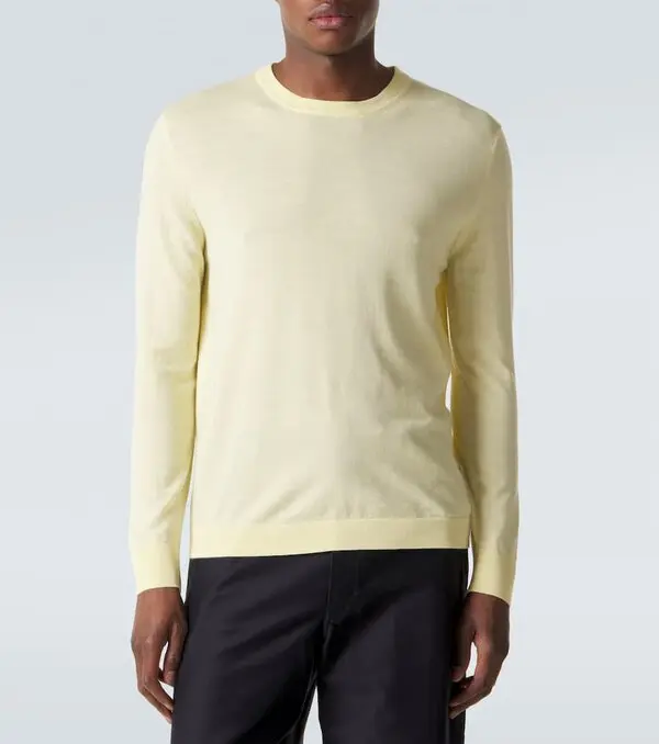 ALLUDE Virgin Wool Crewneck Sweater - Yellow
