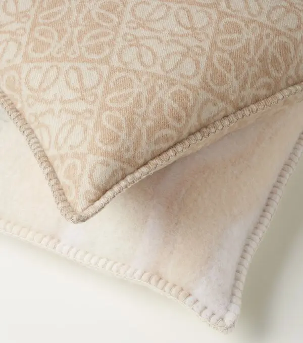 Loewe Anagram Wool And Cashmere Cushion - Neutrals