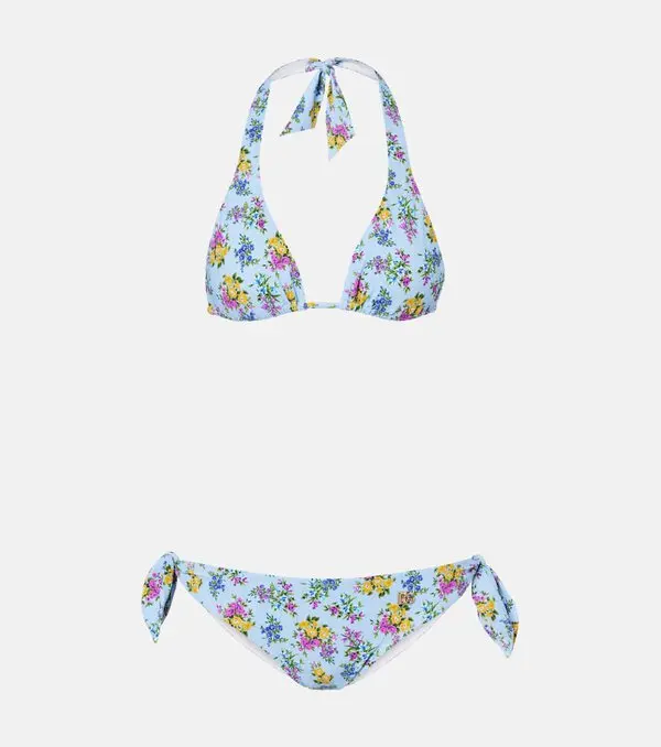 Dolce & Gabbana Floral Two-piece Bikini Set - Blue