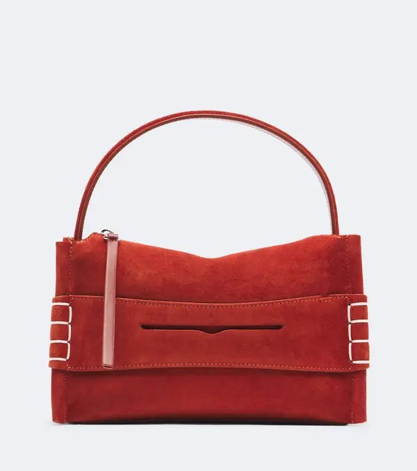 JW Anderson Small Suede Top-handle Bag - Scarlet