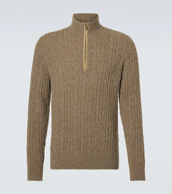 Loro Piana Cable-knit Cashmere Half-zip Sweater