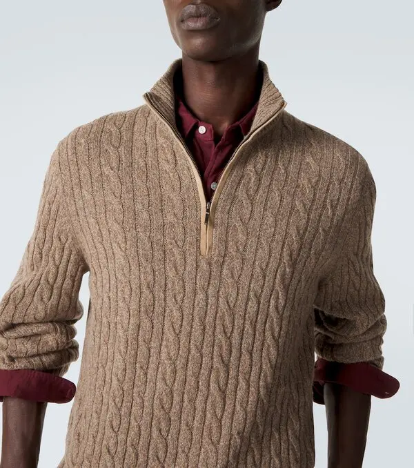 Loro Piana Cable-knit Cashmere Half-zip Sweater