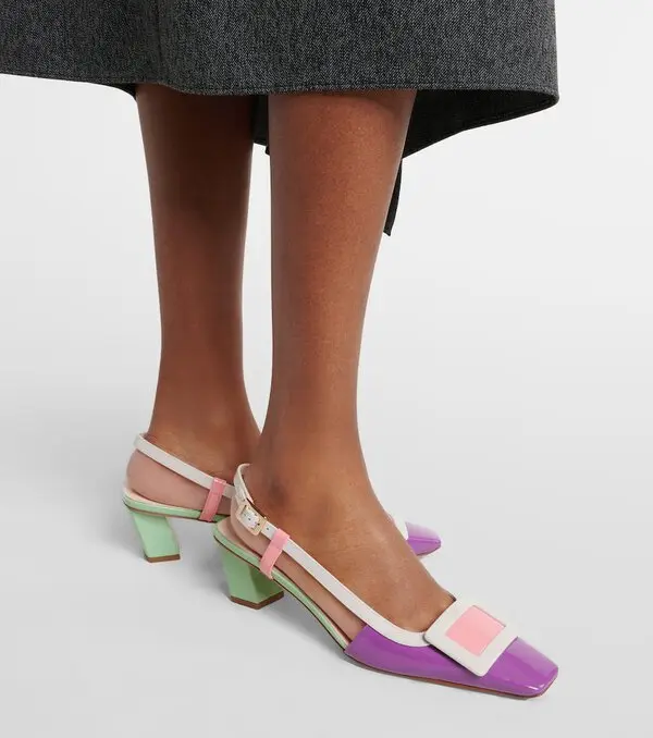 ROGER VIVIER Belle Vivier Patent Leather Slingback Pumps - Multicoloured