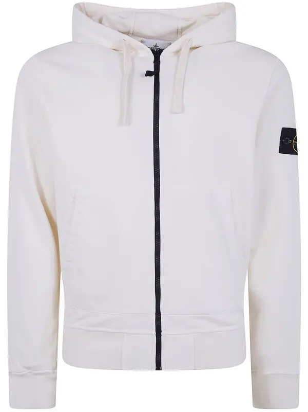 Stone Island Hooded Full-zip Sweatshirt - White