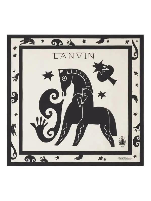 LANVIN Horse' Foulard 90x90 - White