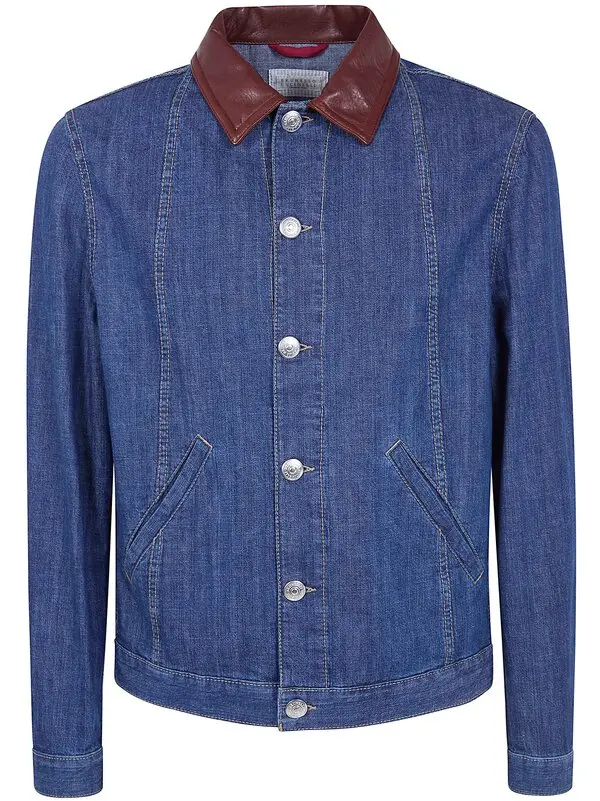 Brunello Cucinelli Denim Bomber Jacket - Blue