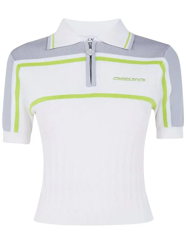 Casablanca Tennis Polo Cropped Shirt - White