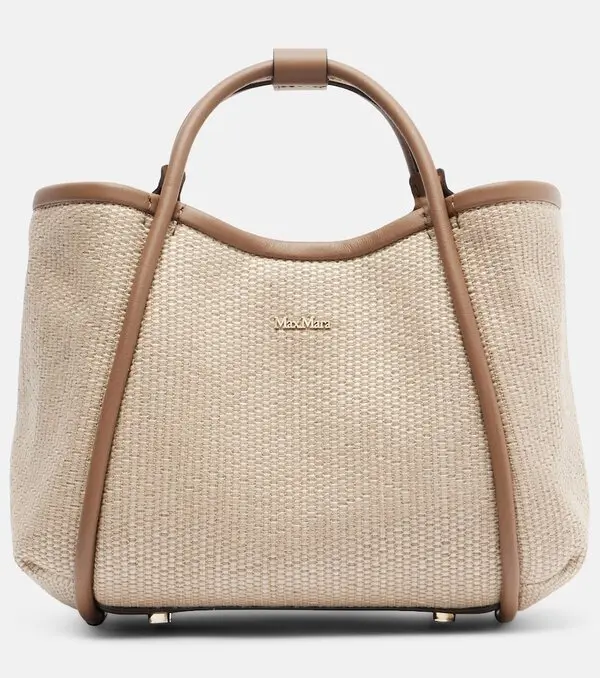 Max Mara Marin Small Leather-trimmed Top-handle Bag - Beige