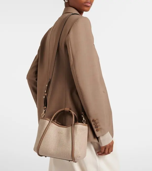 Max Mara Marin Small Leather-trimmed Top-handle Bag - Beige