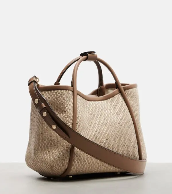 Max Mara Marin Small Leather-trimmed Top-handle Bag - Beige
