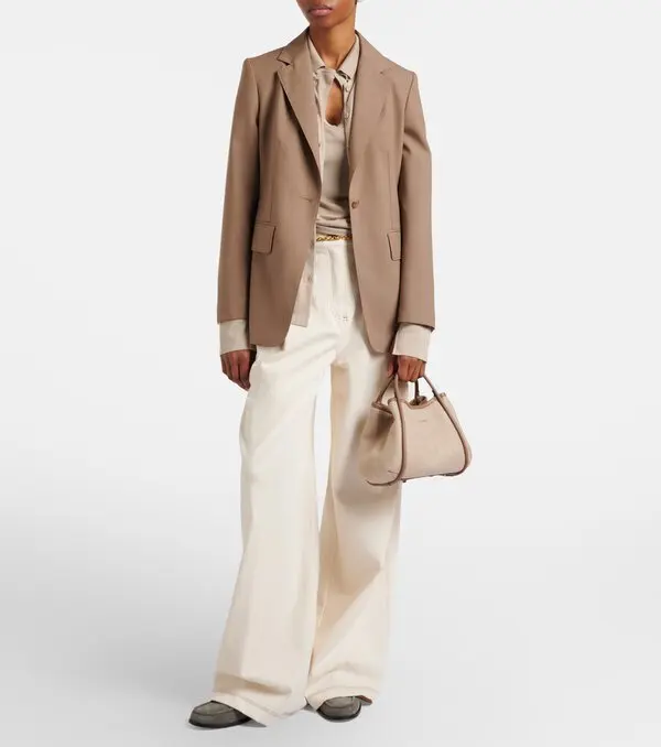 Max Mara Marin Small Leather-trimmed Top-handle Bag - Beige
