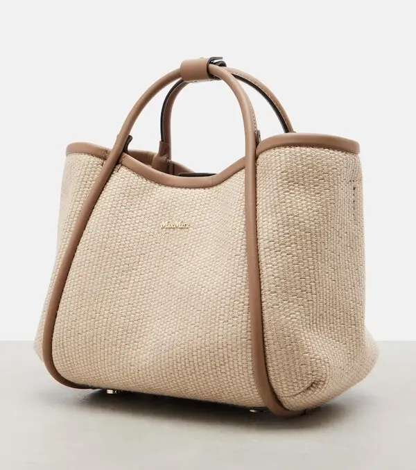 Max Mara Marin Small Leather-trimmed Top-handle Bag - Beige