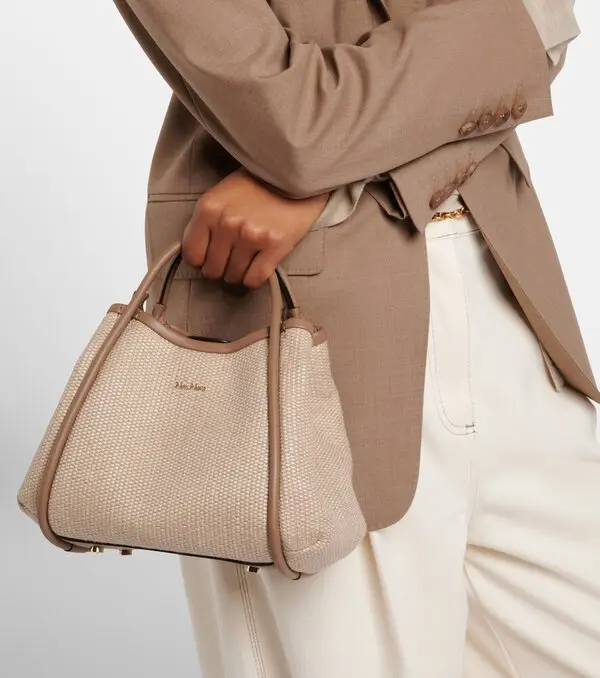 Max Mara Marin Small Leather-trimmed Top-handle Bag - Beige