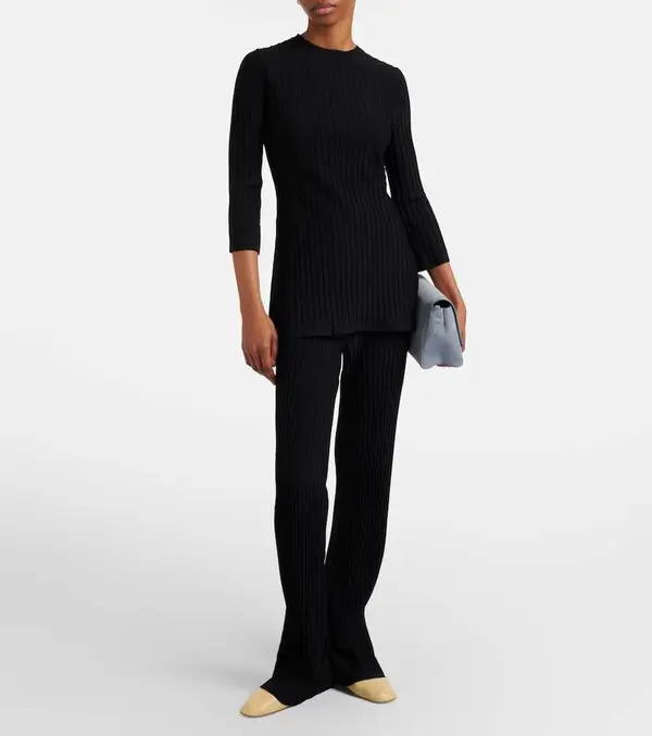 Max Mara Bello Ribbed-knit Flared Pants