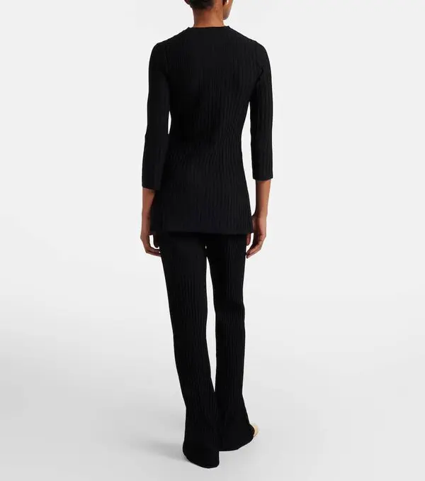Max Mara Bello Ribbed-knit Flared Pants
