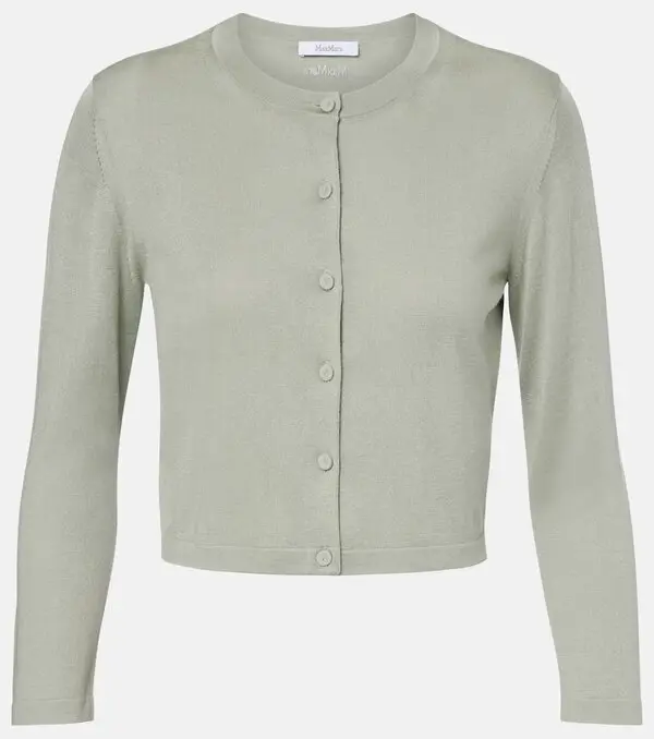 Max Mara Faretra Silk And Cashmere Cardigan - Green